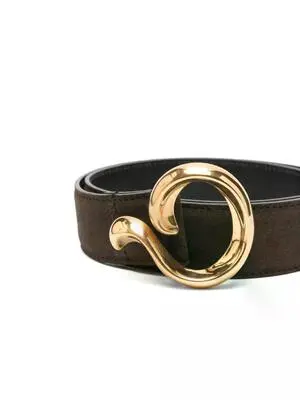 Etro Sculptural Buckle Suede Belt