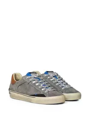 CRIME LONDON Deconstructed Logo-print Distressed-finish Sneakers - Grey