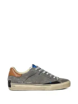 CRIME LONDON Deconstructed Logo-print Distressed-finish Sneakers - Grey