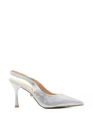 TWENTY FOURHAITCH Crystal Embellished Slingback Pumps - Silver