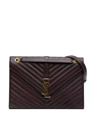 Saint Laurent 2014 Large Chevron Grain De Poudre Monogram Envelope Bag Shoulder Bag