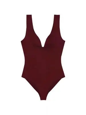 MC2 SAINT BARTH V-neck One-piece Swimsuit - Red