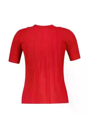 COURREGES Ribbed-knit Short-sleeve Polo Shirt - Red