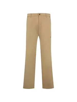 Moncler Logo Patch Straight-leg Trousers - Neutrals