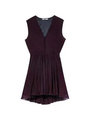 Maje Plissé Cut-out Mini Dress