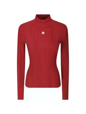 COURREGES Reedition Ribbed-knit Mockneck Sweater