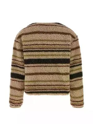 Moncler Striped Teddy-effect Cardigan - Neutrals