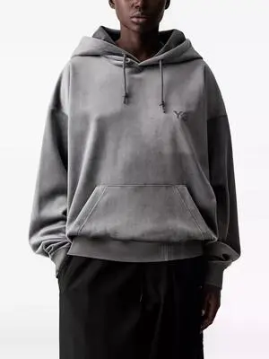 Y3 Logo-print Velvet Hoodie