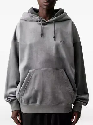 Y3 Logo-print Velvet Hoodie