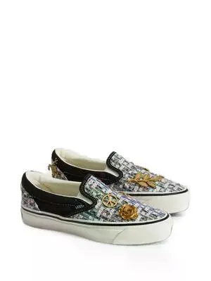 VANS Classic Premium Charm-embellished Tweed Slip-on Sneakers