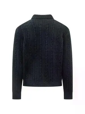 RAKKI Cable-knit Polo-collar Sweater - Blue