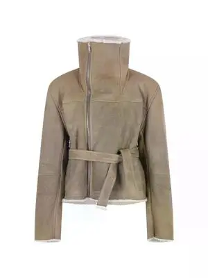Rick Owens Cropped Flight Belted Shearling Jacket