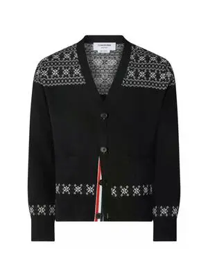 Thom Browne Fair Isle Jacquard Cardigan - Black
