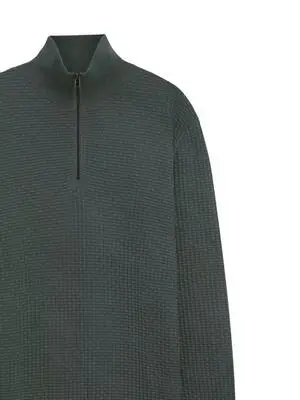 BOSS Waffle-knit Quarter-zip Sweater - Grey