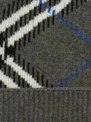 Burberry Check Cashmere-blend Beanie - Grey