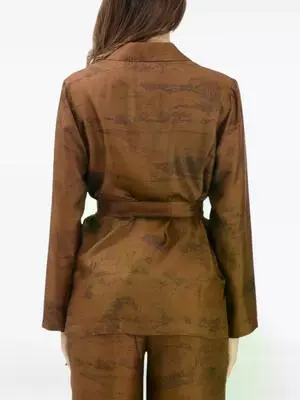 Max Mara Landscape-print Belted Shirt