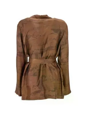 Max Mara Landscape-print Belted Shirt - Brown