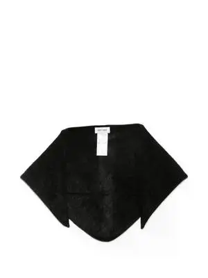 Soft Goat Fuzzy Triangular Scarf - Black
