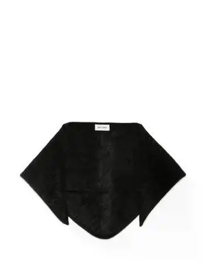 Soft Goat Fuzzy Triangular Scarf - Black