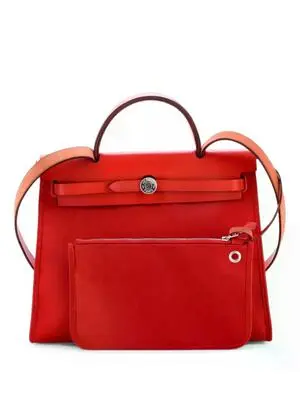Hermès Herbag Zip Leather And Toile 31 Shoulder Bag