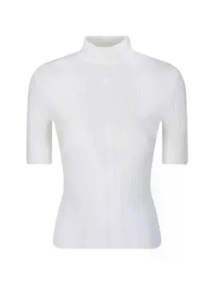 COURREGES Reedition High-neck Ribbed-knit Short-sleeved Sweater