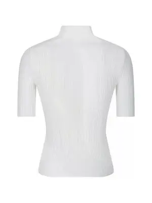 COURREGES Reedition High-neck Ribbed-knit Short-sleeved Sweater