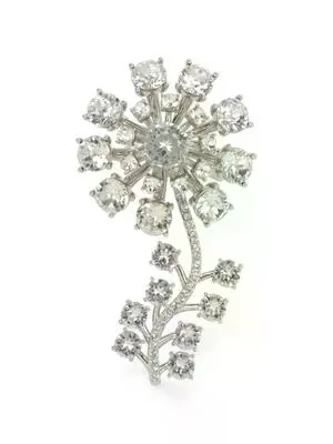 SELF-PORTRAIT Crystal Flower Brooch - Silver