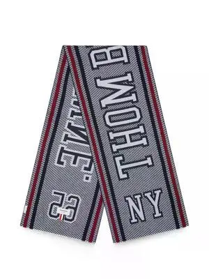 Thom Browne Merino Wool Varsity Scarf - Grey