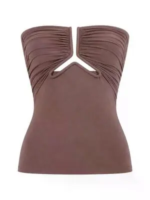 Rick Owens Cut-out Ruched Top Brown