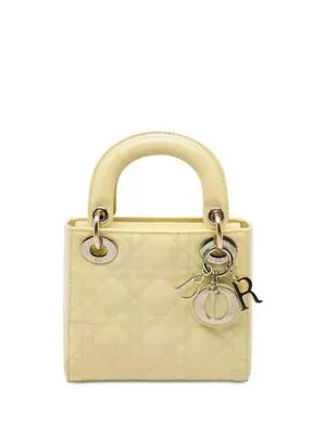 Dior 2021 Mini Patent Cannage Lady Satchel - Yellow