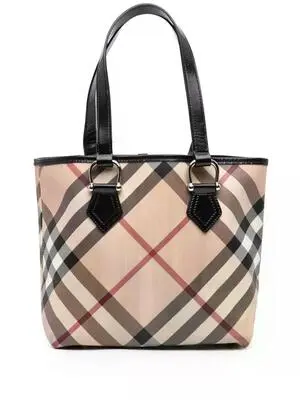 Burberry 2000-2010 Supernova Check Coated Canvas Tote Bag