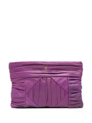 Prada 2010-2026 Pleated Nappa Clutch Bag