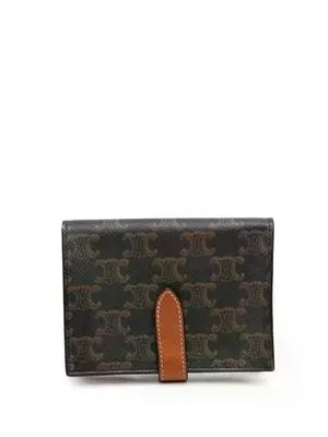 Celine 2020 Triomphe Coated Canvas Compact Wallet Small Wallets - Brown