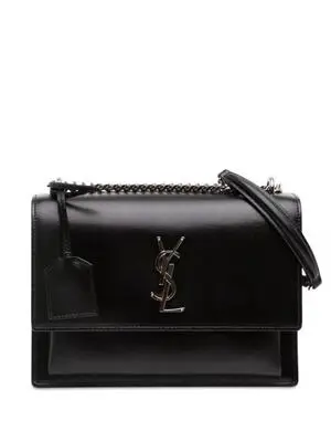 Saint Laurent 2017 Medium Calfskin Monogram Sunset Crossbody Bag - Black