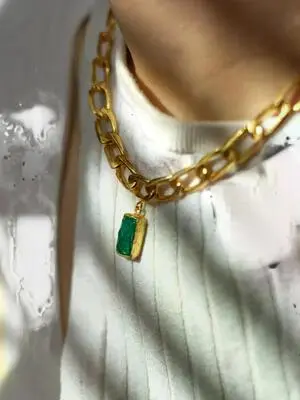OTTOMAN HANDS Esme Emerald-pendant Chain Necklace