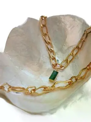 OTTOMAN HANDS Esme Emerald-pendant Chain Necklace