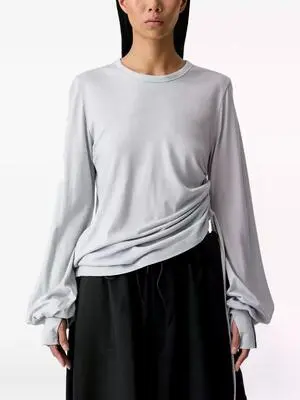 Y3 Gathered-detail Long-sleeve T-shirt - Grey