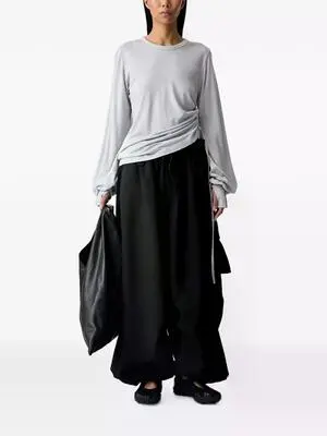 Y3 Gathered-detail Long-sleeve T-shirt