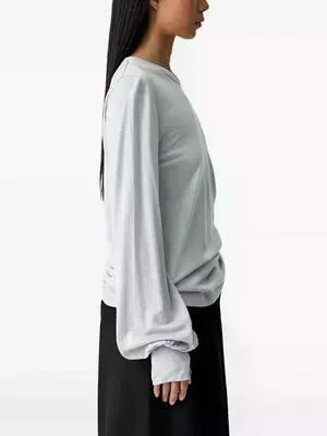 Y3 Gathered-detail Long-sleeve T-shirt