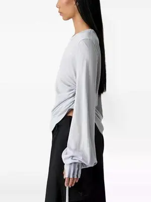 Y3 Gathered-detail Long-sleeve T-shirt