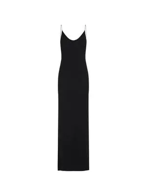 Saint Laurent Cassandre-chain Backless Dress In Knit - Black