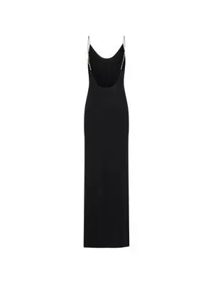 Saint Laurent Cassandre-chain Backless Dress In Knit