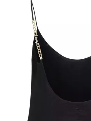Saint Laurent Cassandre-chain Backless Dress In Knit