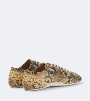 Dries Van Noten Snake-effect Leather Sneakers - Beige