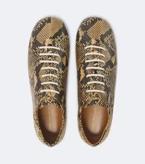 Dries Van Noten Snake-effect Leather Sneakers - Beige