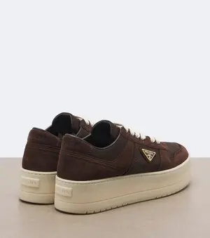 Prada Downtown Bold Suede-trimmed Platform Sneakers