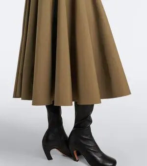 Tory Burch Cotton-blend Poplin Midi Skirt