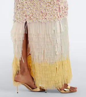LA FUORI Là Fuori Sunrise Fringe Cascade Top And Maxi Skirt Set