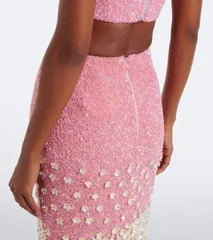 LA FUORI Là Fuori Sunrise Fringe Cascade Top And Maxi Skirt Set