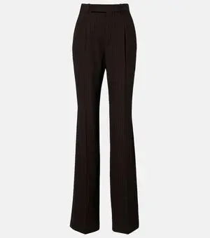 Saint Laurent Pinstripe Wool-blend Wide-leg Pants